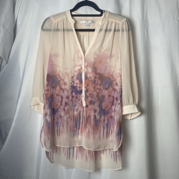 LC Lauren Conrad | Tops | Womens Laura Conrad Med Sheer Tunic Floral ...